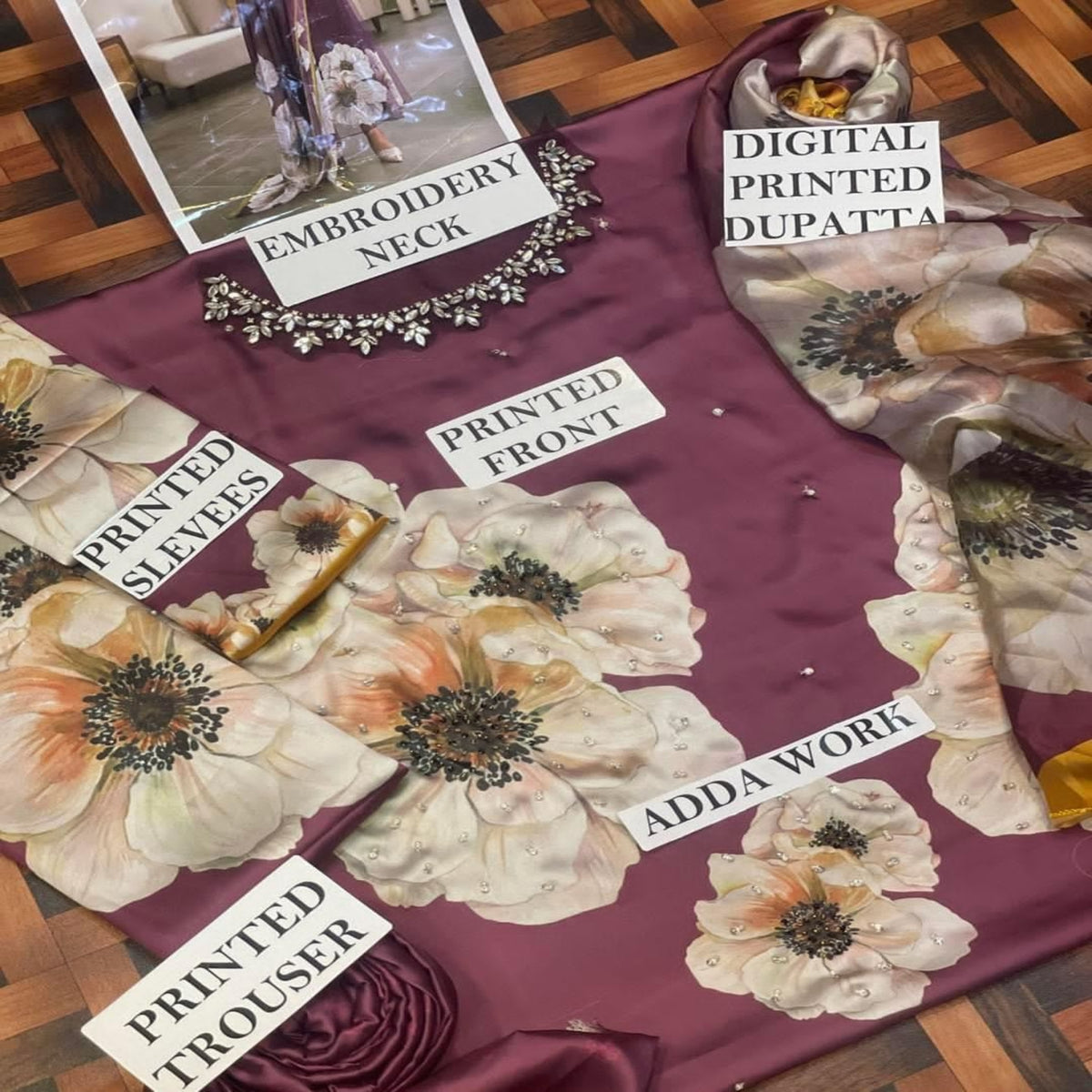 Lulusar HM-28 Silk Dress 2024, Digital Print & Stone Work | Action.pk ...