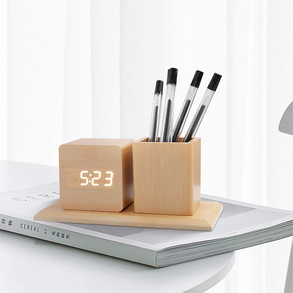 Pen Holder Wooden Digital Alarm Clock – Action WebStore