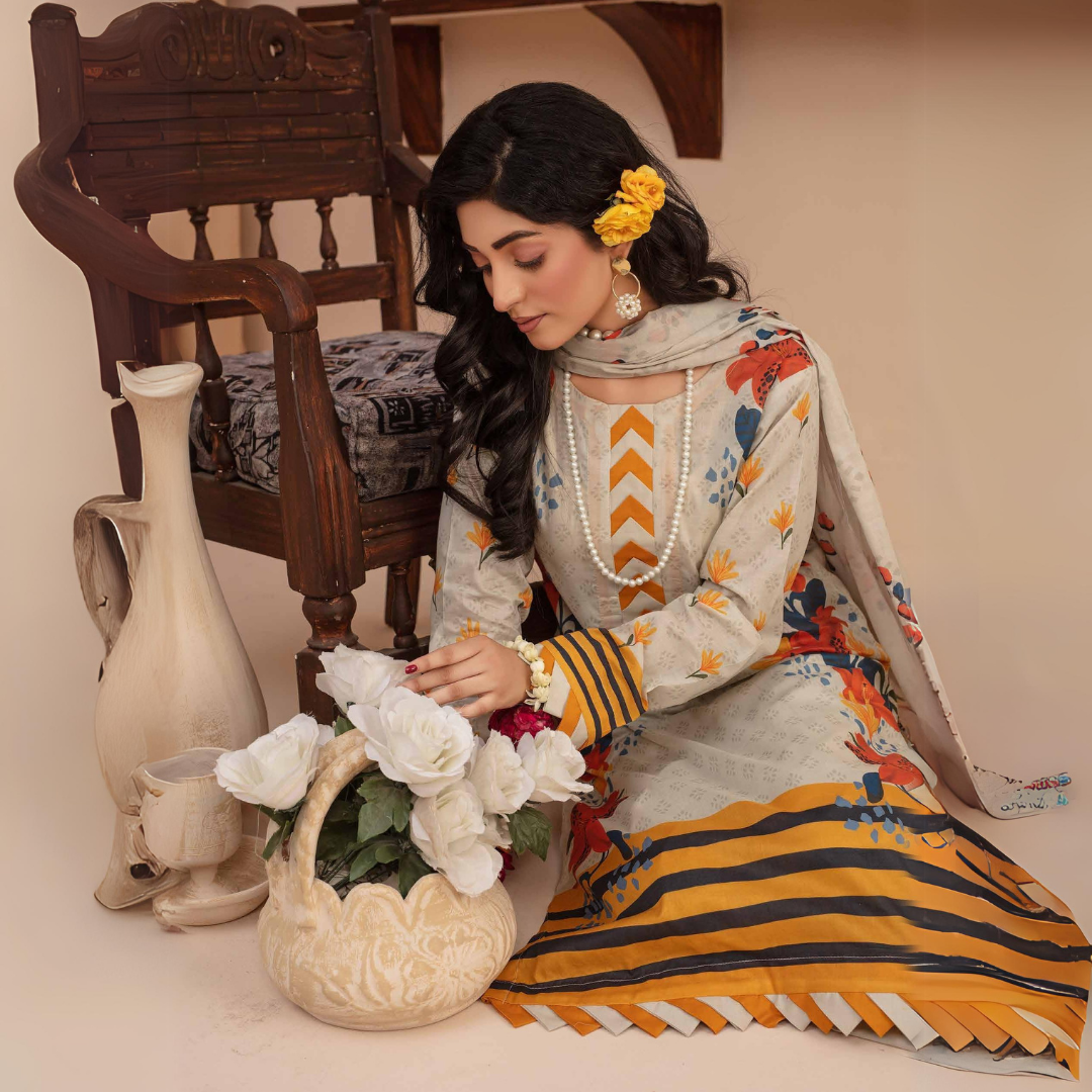 Reet Rang Lawn Suit with Chiffon Dupatta | Action WebStore