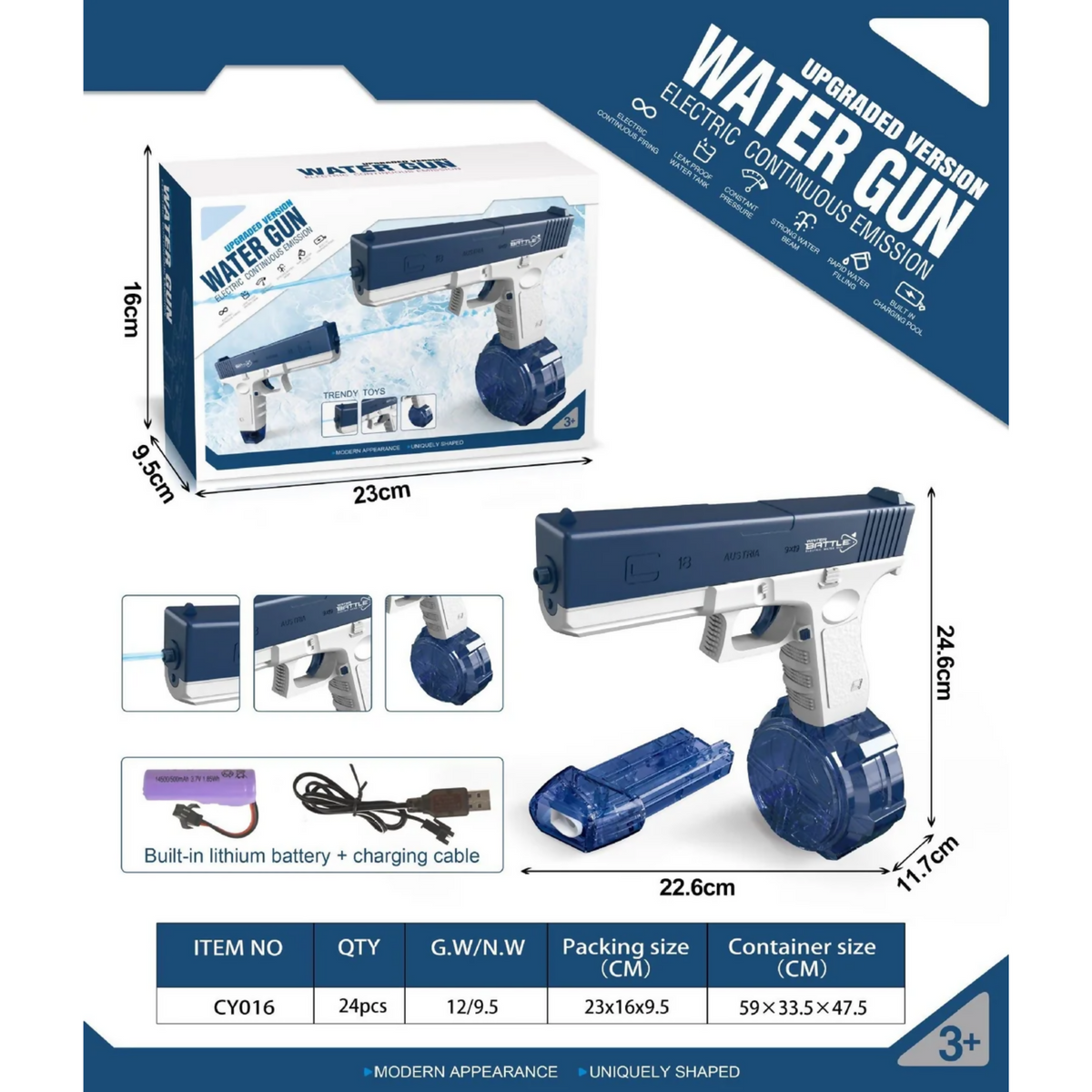 Eco-Friendly Rechargeable Dual Tank Water Gun – Action WebStore