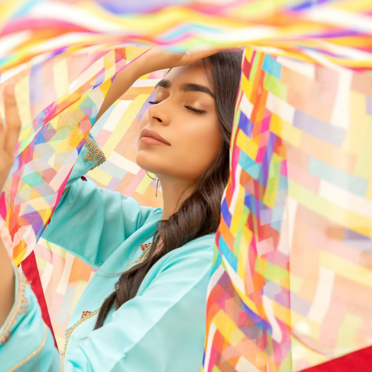 Stunning Light Ferozi Royal Kattan Suit - Free Shipping & Easy Returns ...