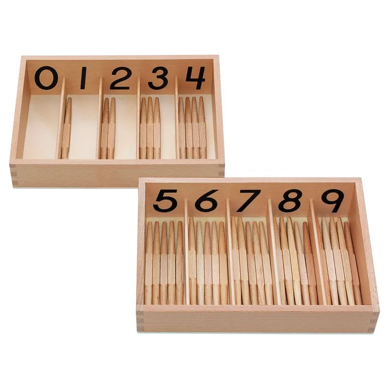 Wooden Montessori Numbered Spindle Box with 45 Spindles – Action WebStore