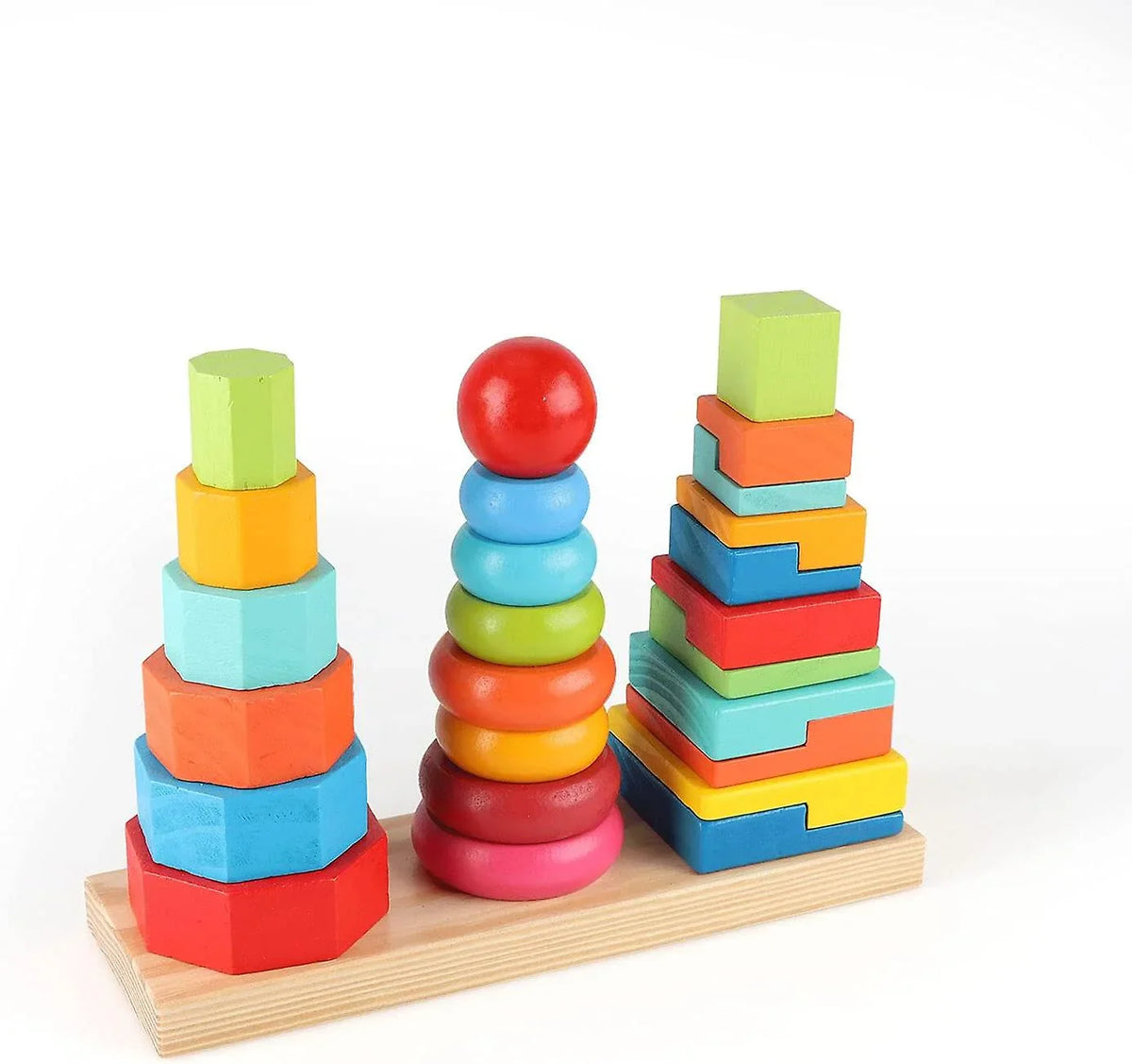 Wooden Rainbow Three Column Shape Stacking Tower – Action WebStore