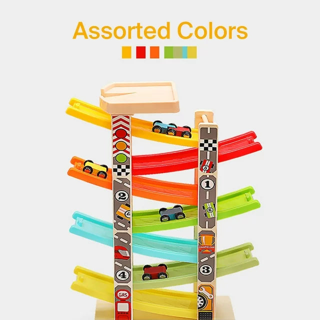 Wooden Ramp Racer Miniature 7 Deck Glider Speeding Car Toy – Action ...