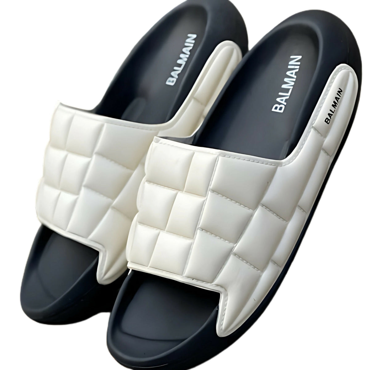 Buy Balmain Slides, White & Black, Stylish & Durable, | Action.pk ...