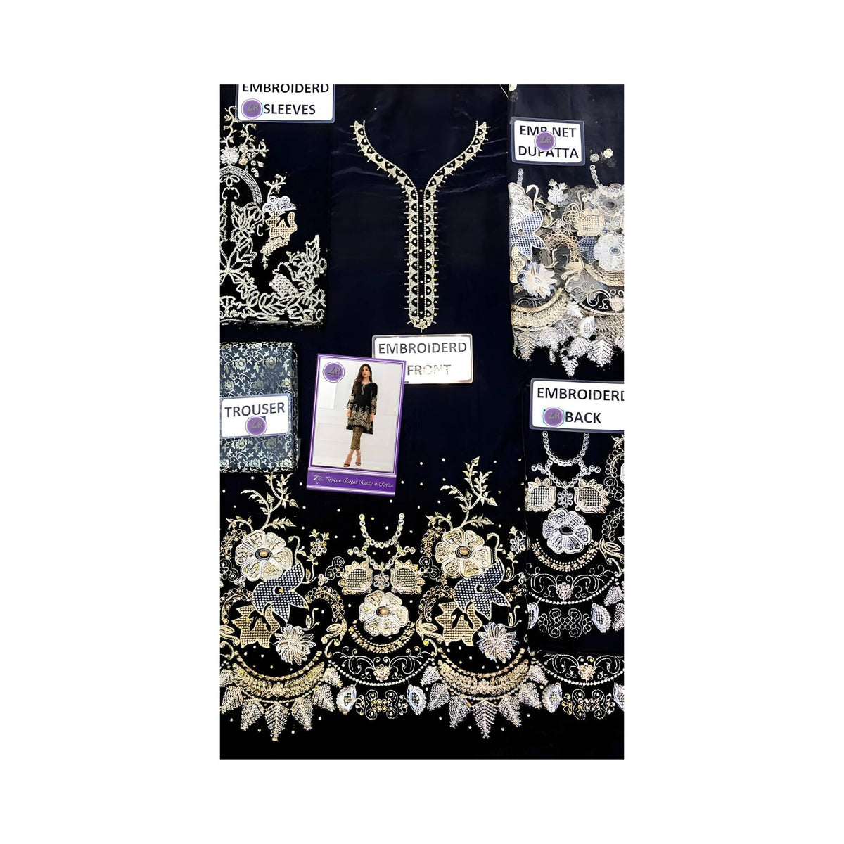 Embroidered Opulence, Velvet Ensemble with Timeless Charm – Action WebStore