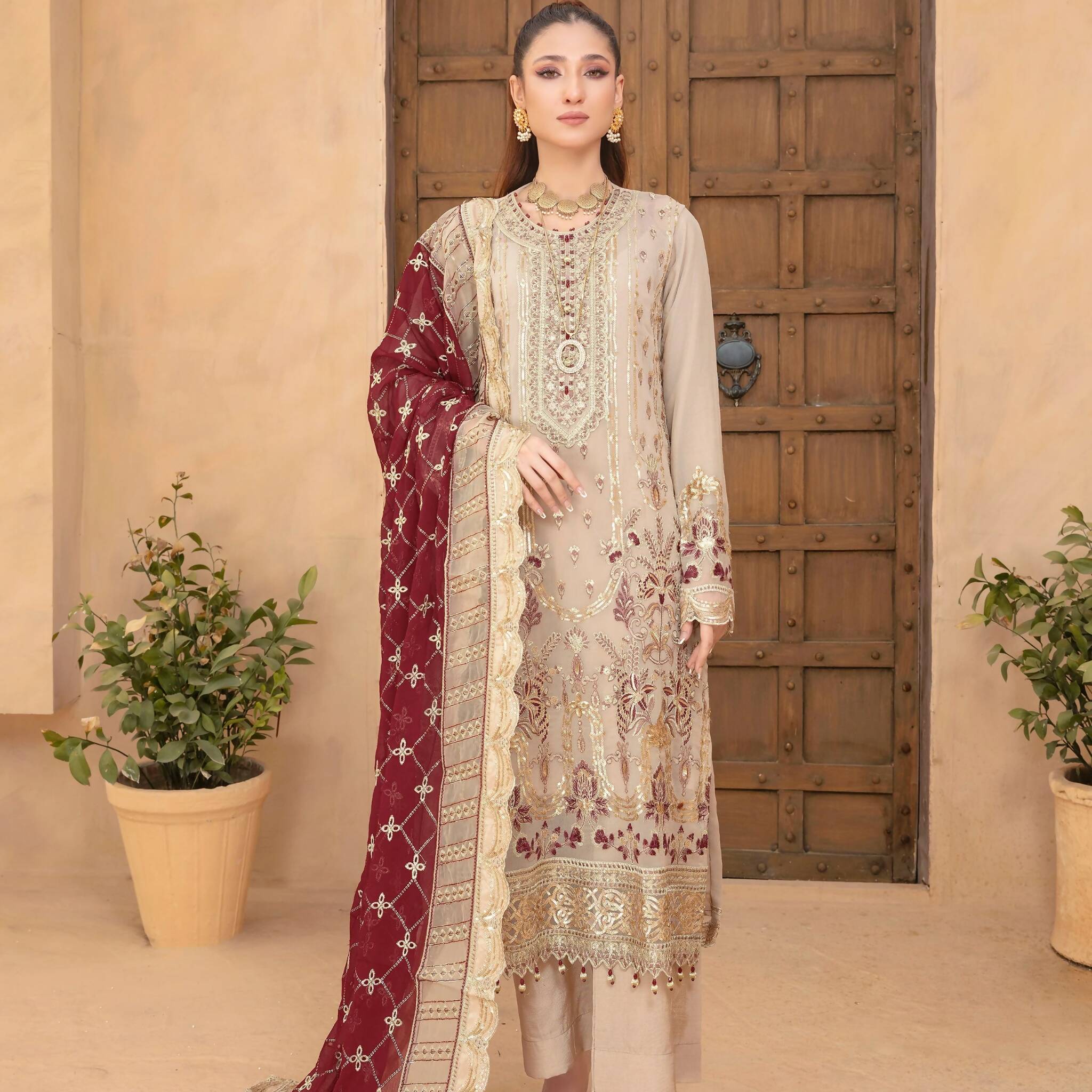 Elegant Hand Embellished Net Ensemble by Mahé Rooh | Action.pk – Action ...