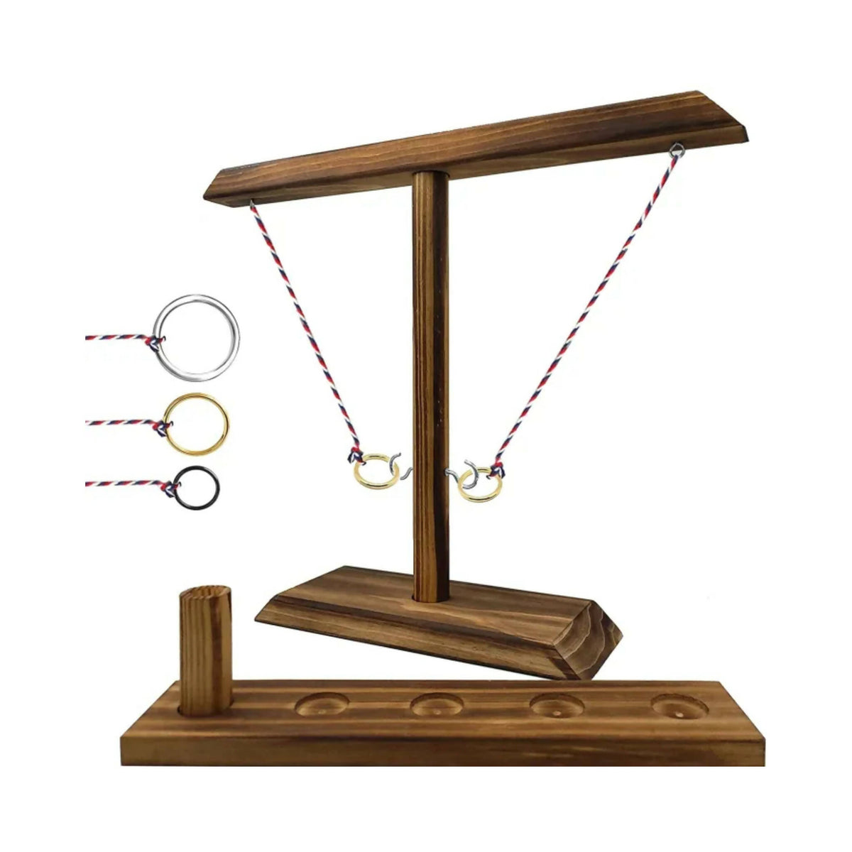 Ring Toss Shot Game - Wooden Ring and Hooks Drinking Game with Shot ...
